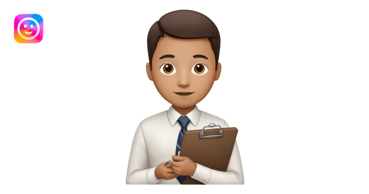 Manager + clipboard + tie, Cafe staff. emoji | AI Emoji Generator