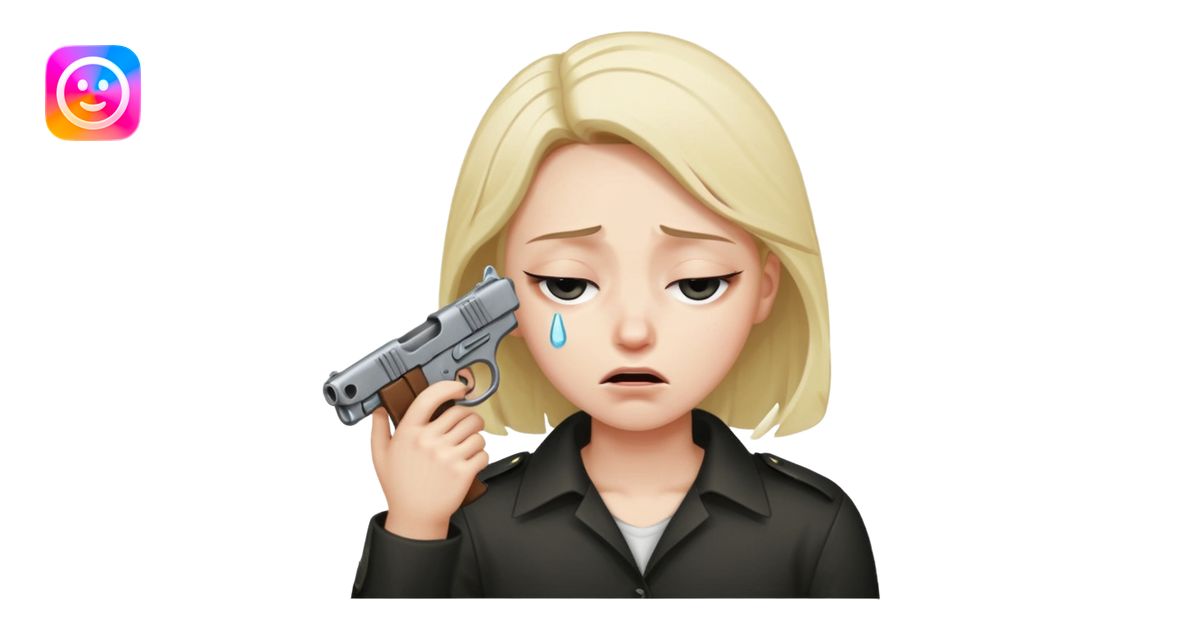 sad face with a gun pointed to its head emoji | AI Emoji Generator