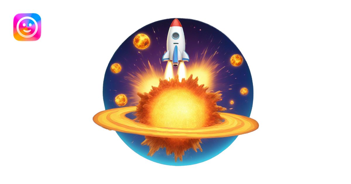An exploding planet with a visible rocket aiming at it emoji | AI Emoji ...