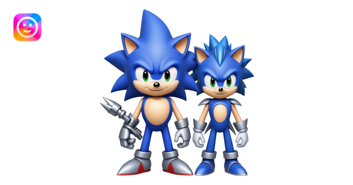 Sonic with metal sonic hanging out emoji | AI Emoji Generator
