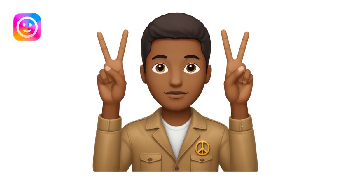 Black guy holding up peace sign with both hands and it has a text below ...