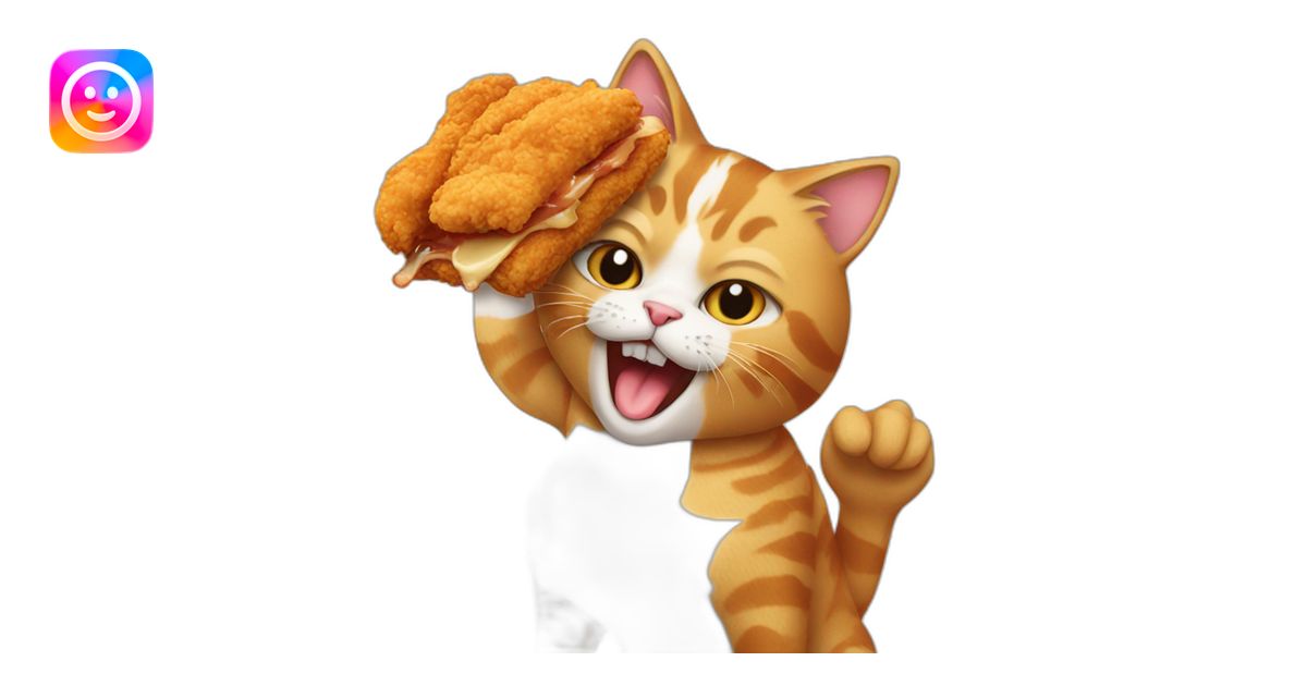 Cat eating fried chicken emoji | AI Emoji Generator