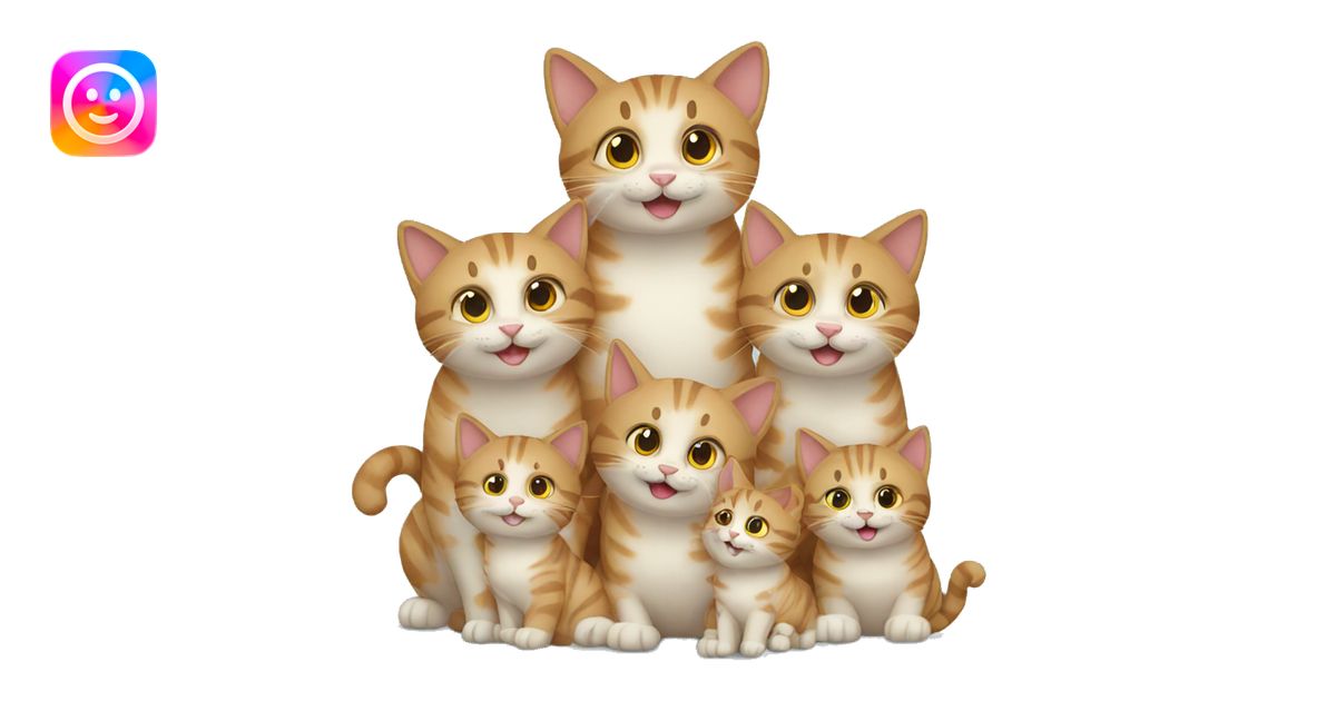 nine happy cats FAMILY emoji | AI Emoji Generator