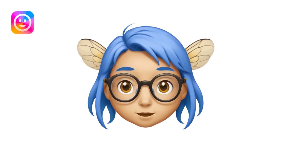 bee with blue hair and spectacles and wings emoji | AI Emoji Generator
