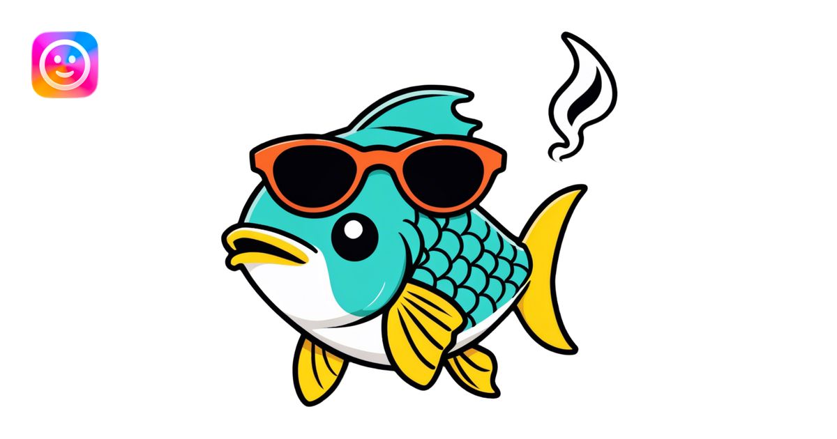 Fish smoking a blunt with sunglasses image | AI Emoji Generator