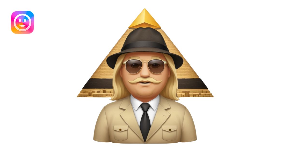 fat male blond long hair agent with short beard in egypt with pyramid ...