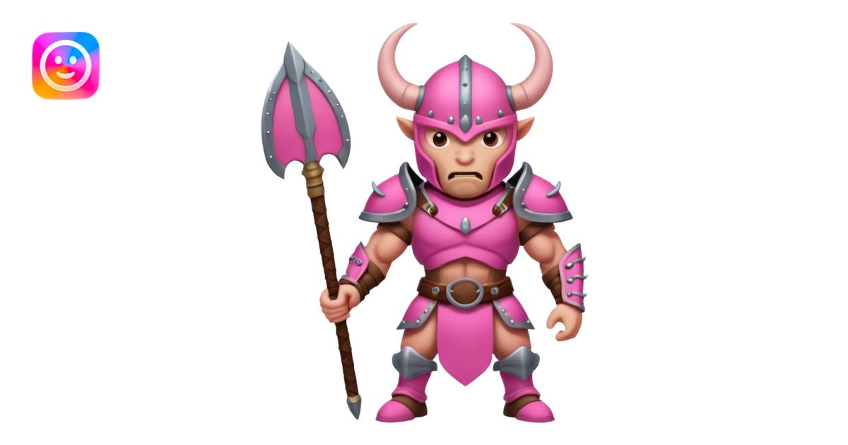 Pink Viking Warrior Ant with armor emoji | AI Emoji Generator