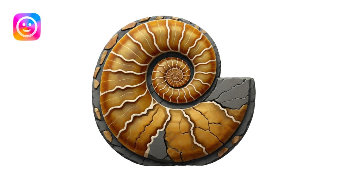 3D render of Ammonite, embedded in a chunk of rough sedimentary rock ...