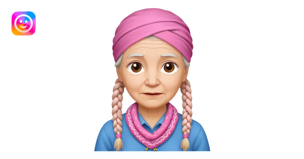 old woman with braids and a pink bandana emoji | AI Emoji Generator