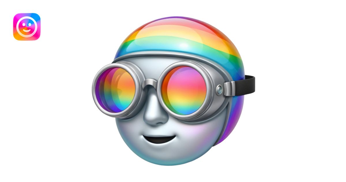 silver simulation rainbow blendglass goggles emoji | AI Emoji Generator