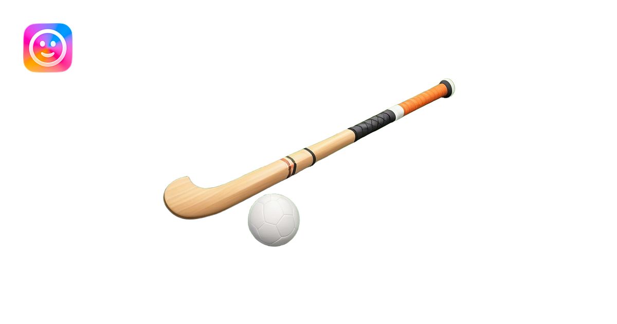 A field hockey stick and ball on a vibrant green grass field, with ...