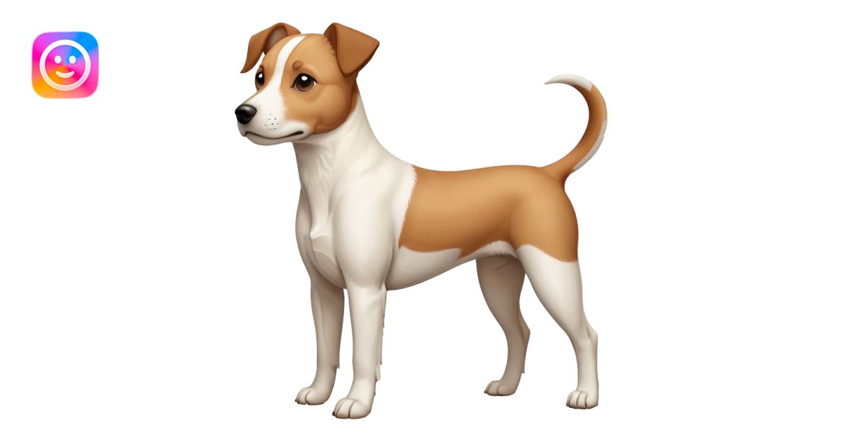 a full body facing front on of a buff white beagle cross jack russell ...