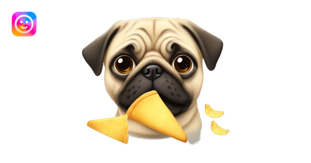 Pug eating chips emoji | AI Emoji Generator