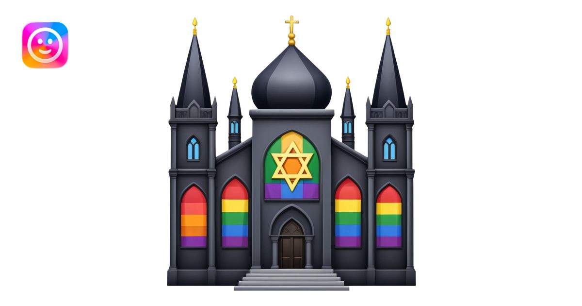 jewish synagogue temple in dark goth aesthetic style with lgbt flags ...