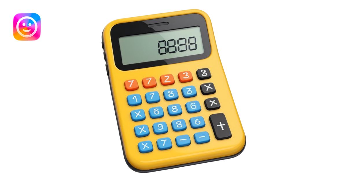 3D iPhone style emoji of a calculator with numbers on display ...