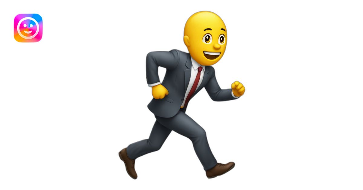 Client running away from salesman emoji | AI Emoji Generator