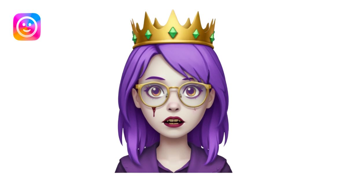 crowned woman zombie with glasses and purple hair emoji | AI Emoji ...