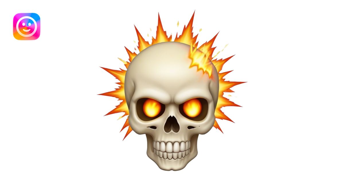 skull emoji with explosive head emoji | AI Emoji Generator