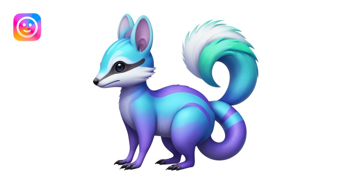 Iridescent Neon Green-Cyan-Blue-Purple-gradients Minccino-Numbat-Sergal ...