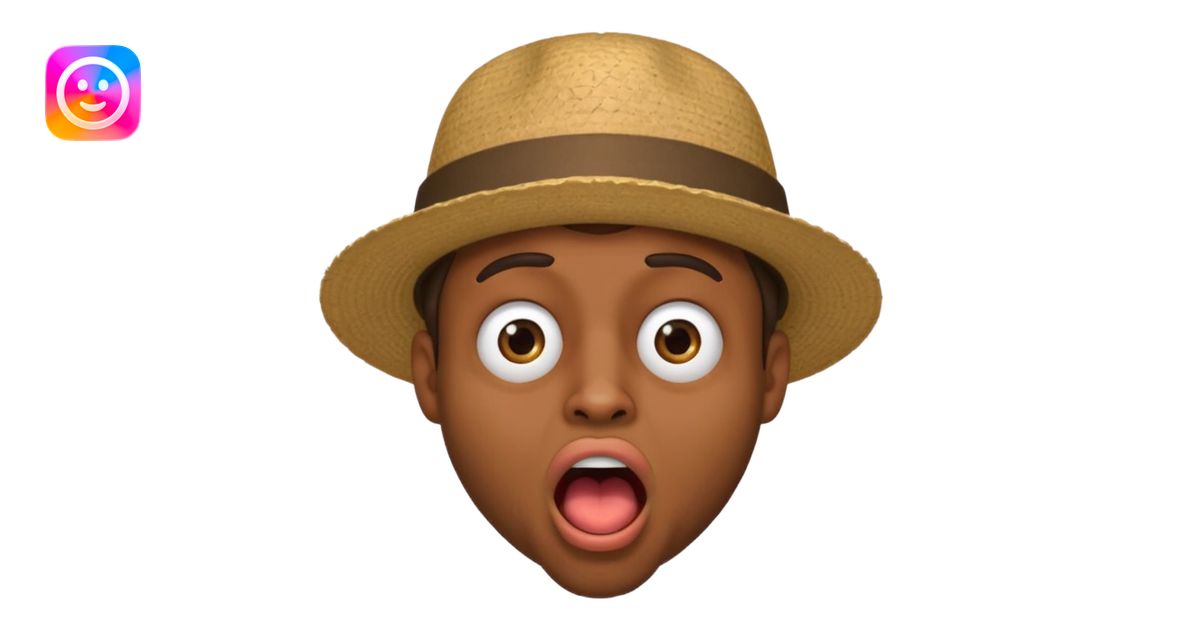 homme créole réunionnais étonné bouche ouverte avec chapeau emoji | AI ...