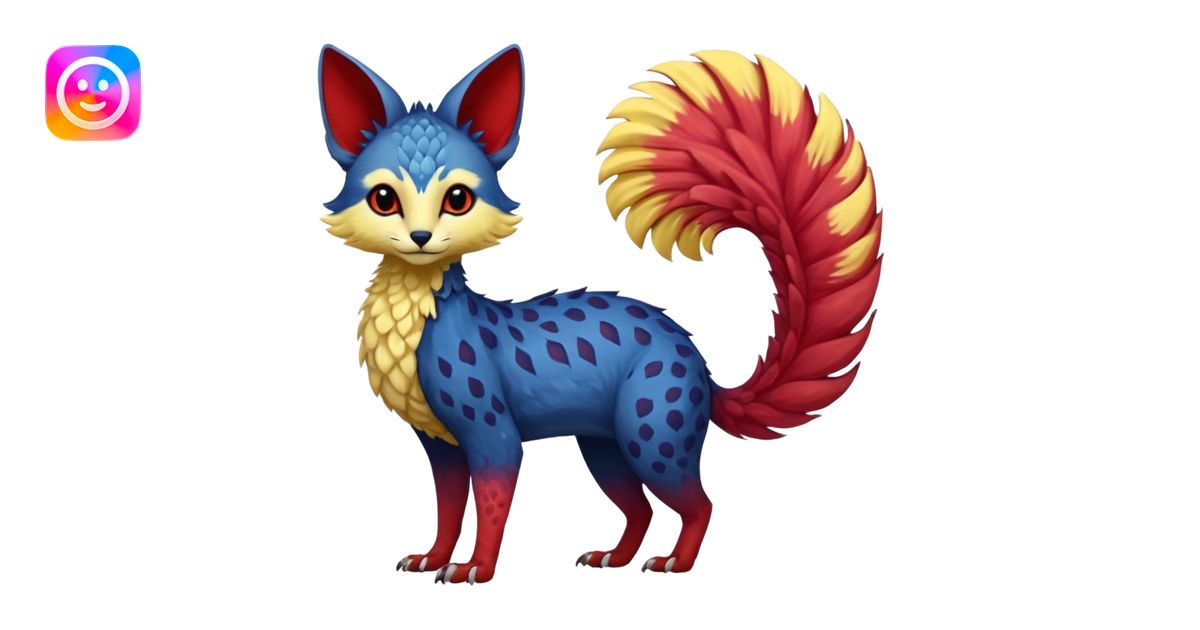 Feral Rare Fantasy vibrant tropical red and indigo and lemon-colored ...