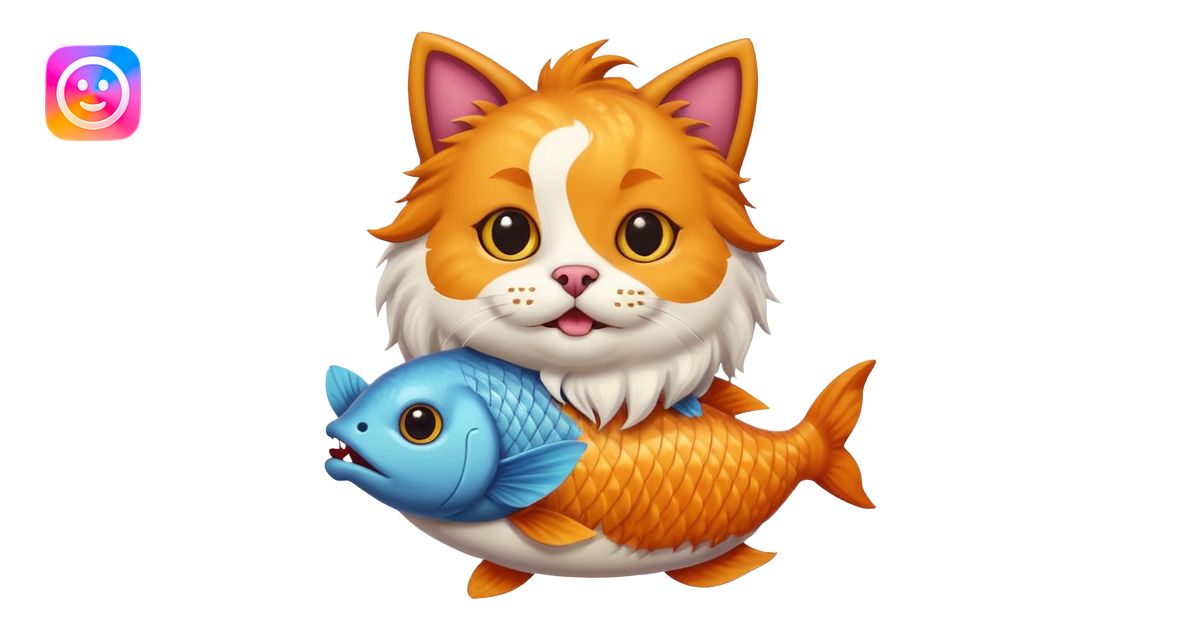 Cat plus a horned fish dog emoji | AI Emoji Generator