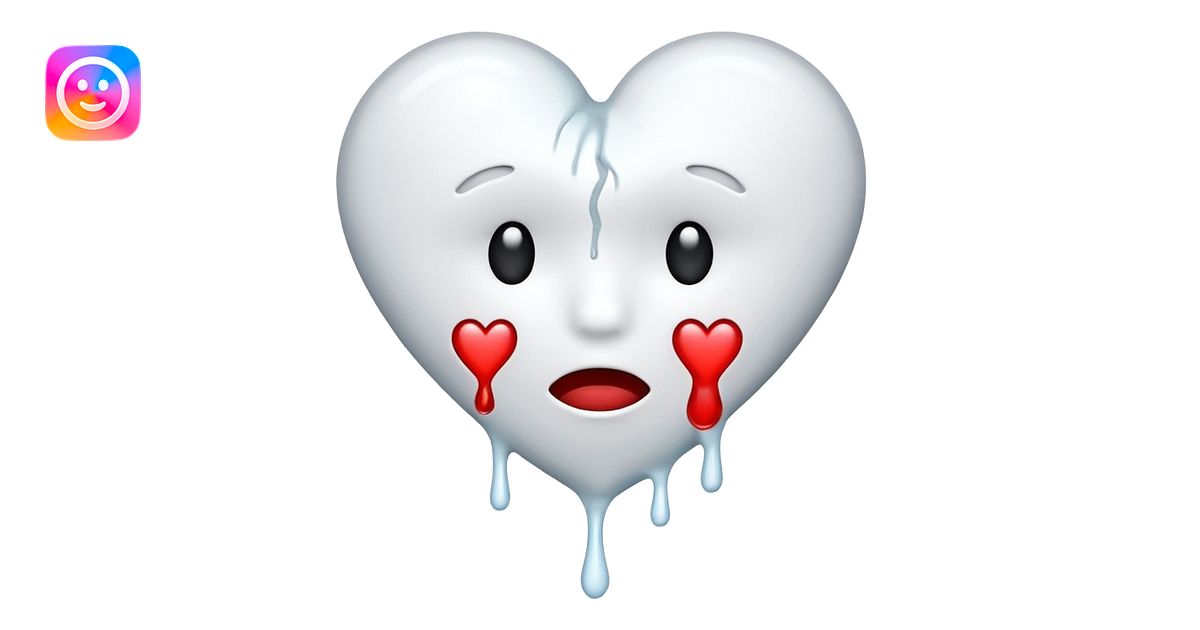 The heat broken emoji in white with sticky white liquid Ozzing out of ...
