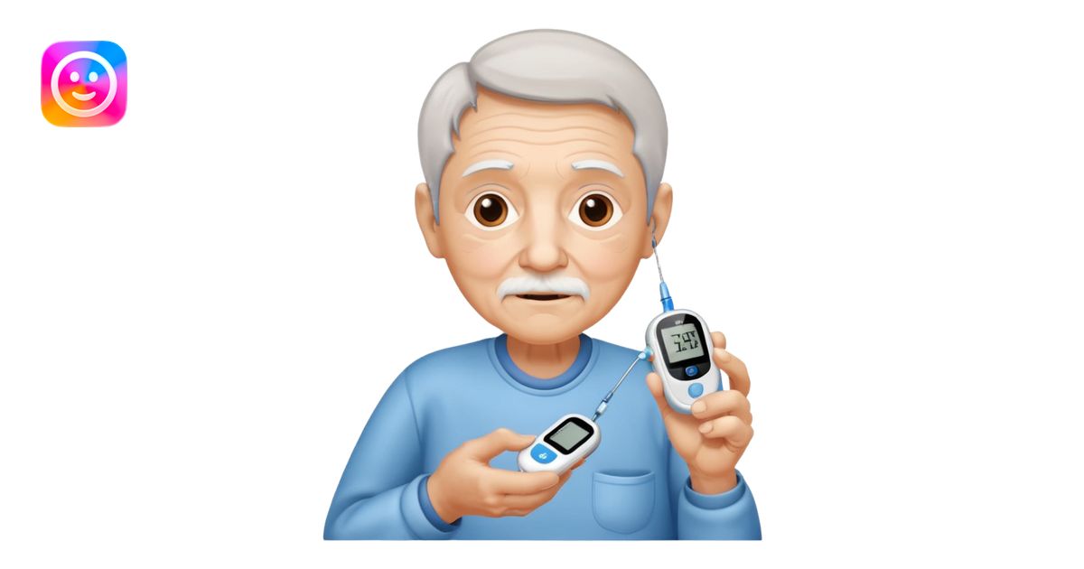 old age person with diabetes with glucose meter in his hand,sideways ...