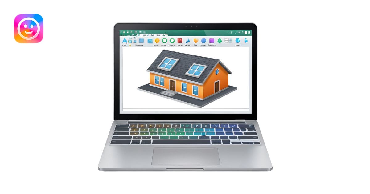 create an emoji of a laptop that has autocad architectural drawings on ...