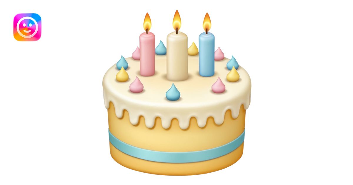 1 layer pastel birthday cake with one candle emoji | AI Emoji Generator