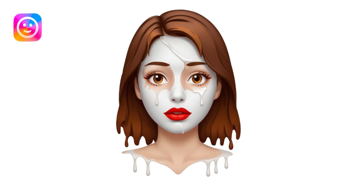 Brown Hair Woman , white paint , drip, face, hot Sexy, lips emoji | AI ...