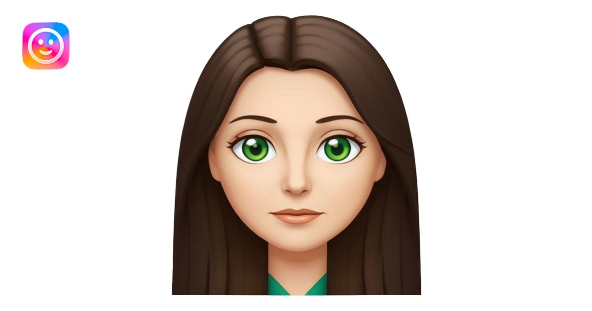 middle age woman with green eyes and long straight ashy brown hair emoji | AI Emoji Generator