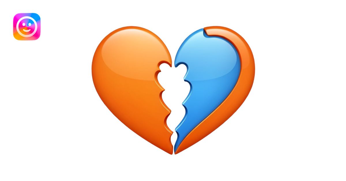 Half blue half orange heart split vertically emoji | AI Emoji Generator