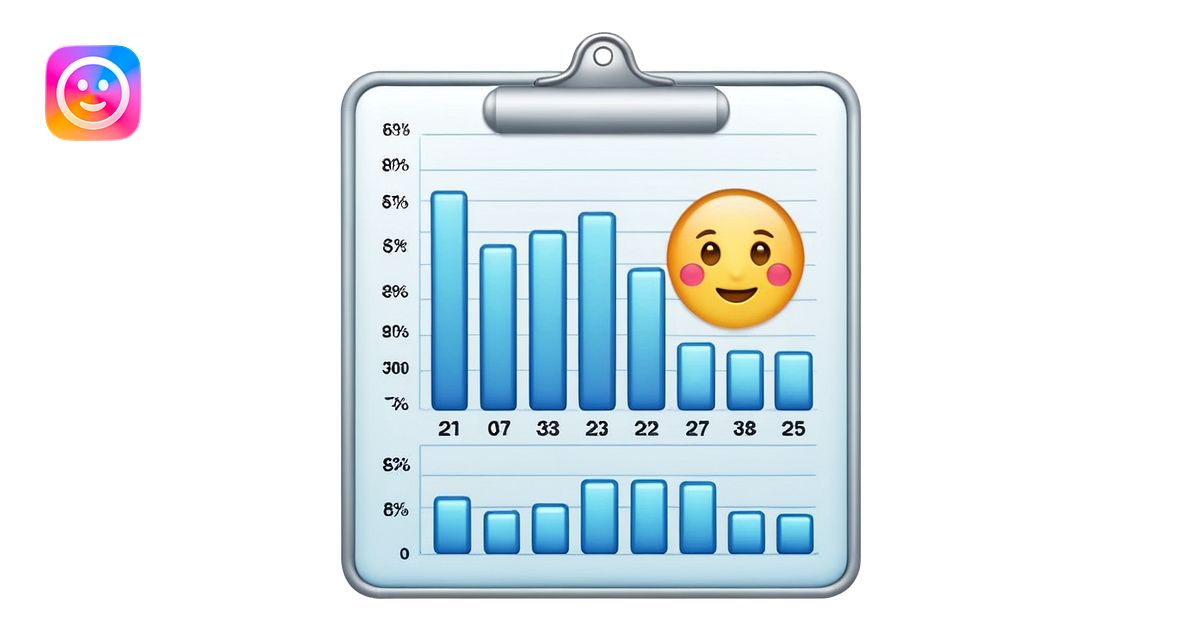 ios style emoji for report sheet consisting graph/ charts with sparkle ...