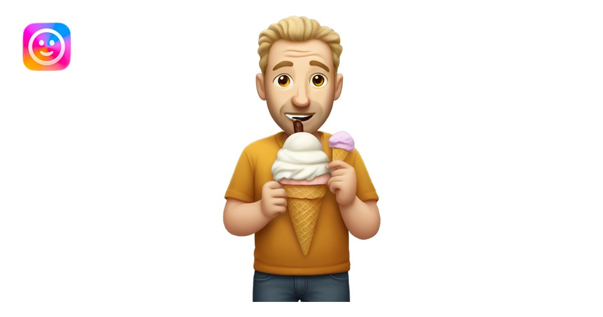 Really, really large man with balding hair devouring ice cream emoji ...