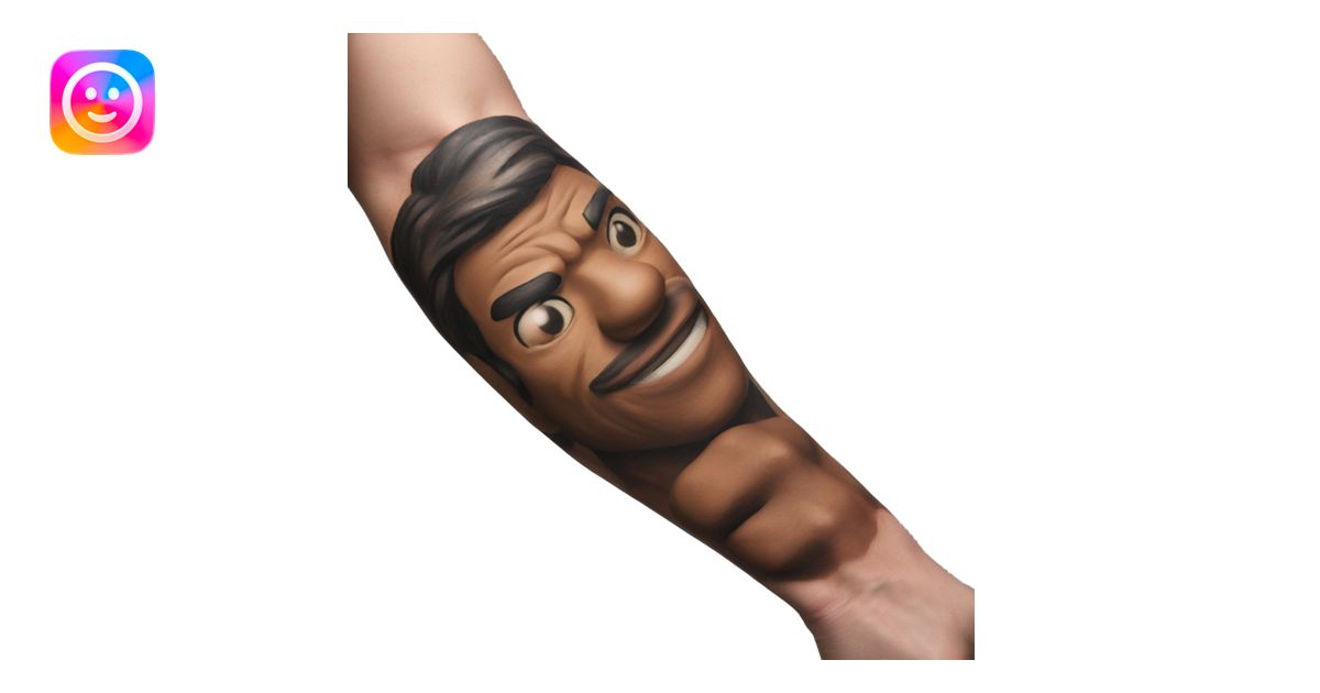 Flexing arm brown tattoo sleeve emoji | AI Emoji Generator