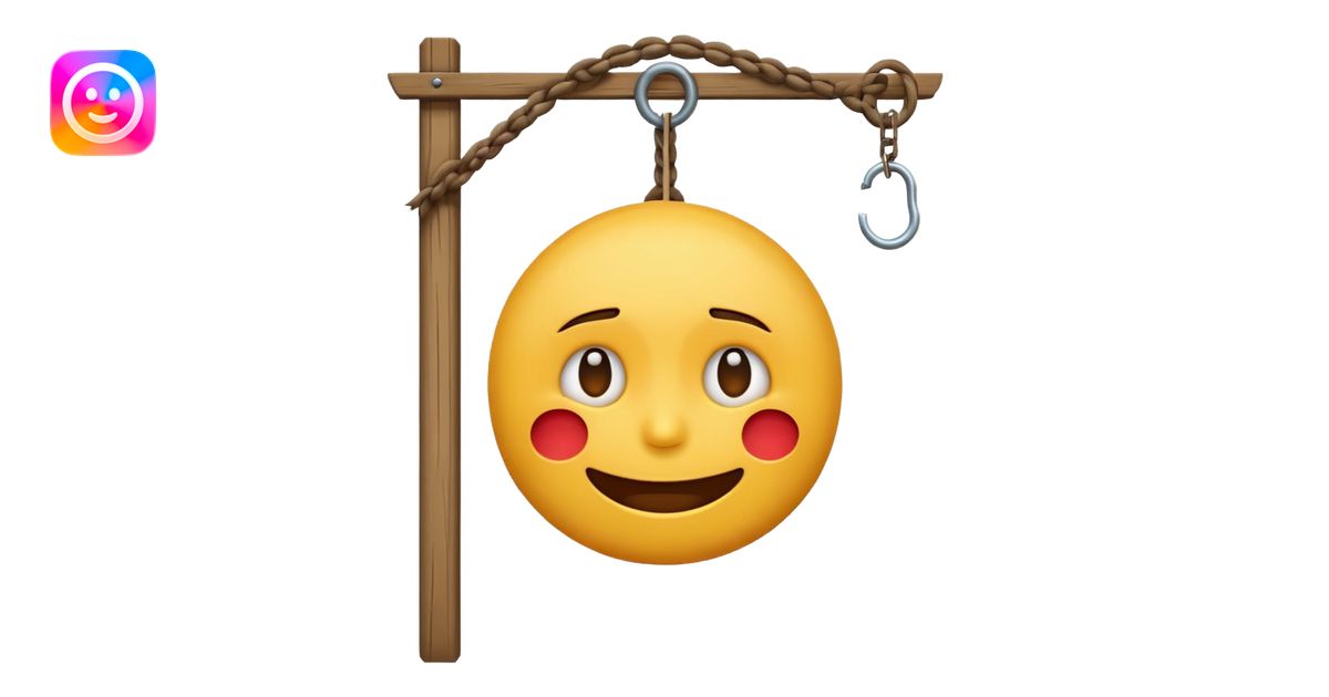 emoji hanging on a gallows, neutral clear style, expressive face, no ...