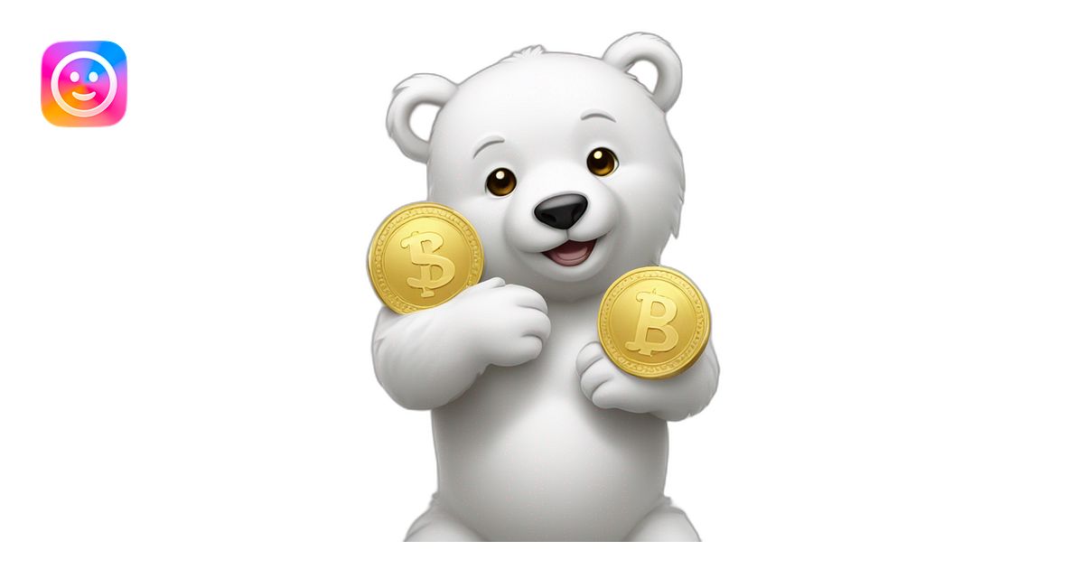 white bear with gold coin in hands emoji | AI Emoji Generator