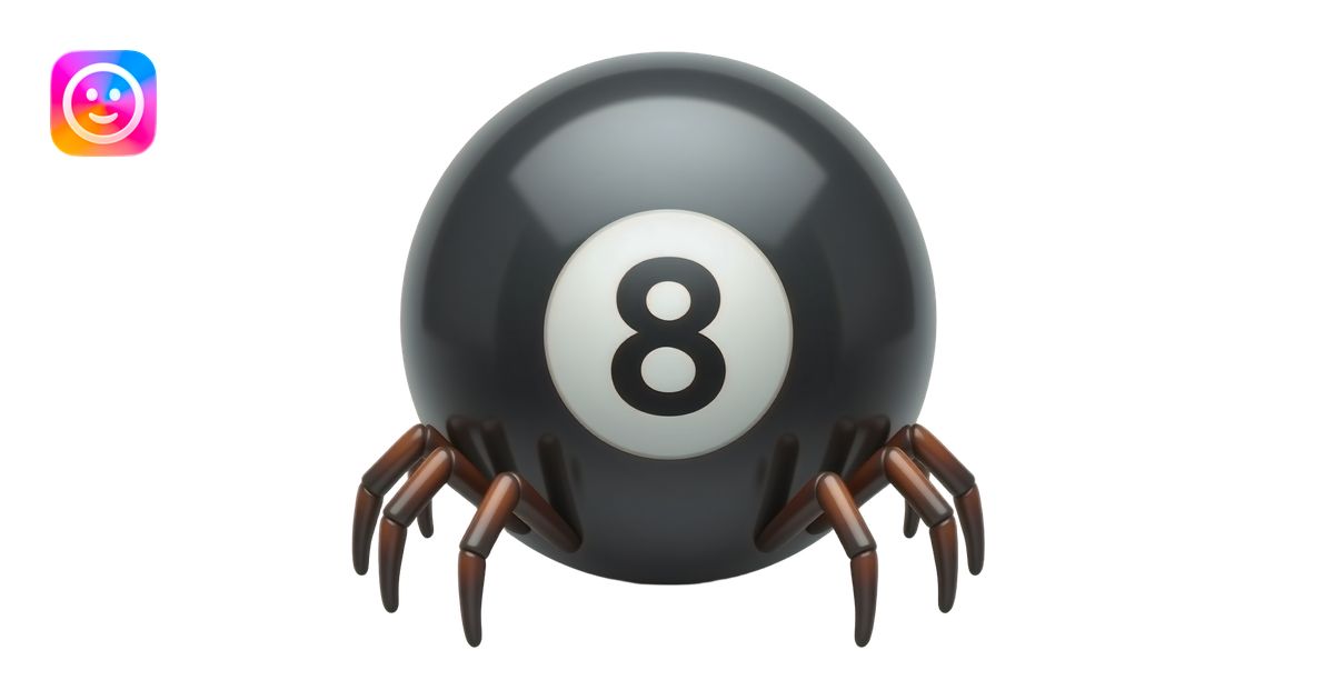 Black 8 Ball with spider legs emoji | AI Emoji Generator
