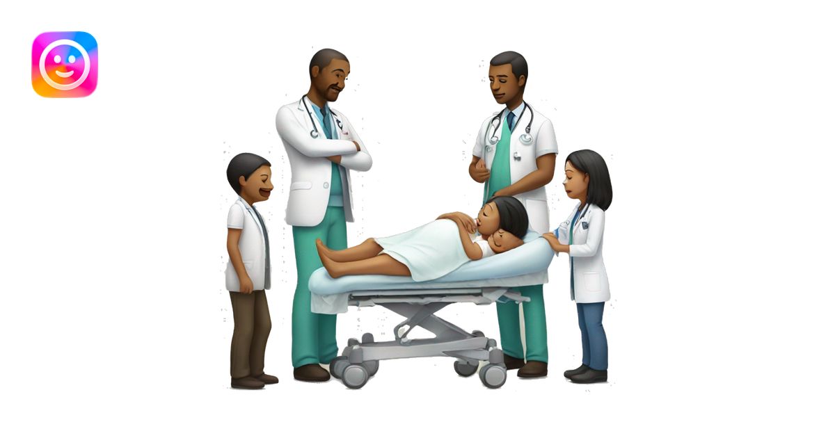 a woman gives birth and doctors stand nearby emoji | AI Emoji Generator
