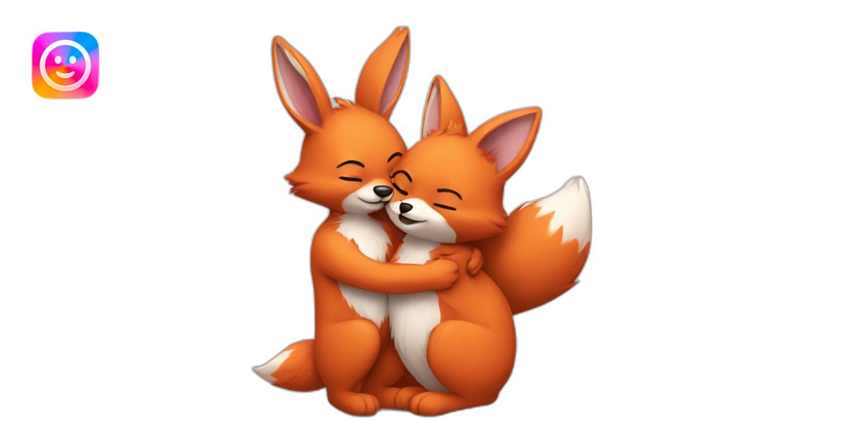 Rabit hug Fox emoji | AI Emoji Generator