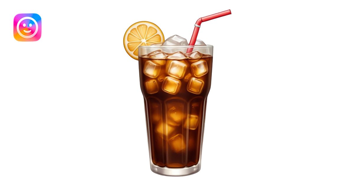 Iced cola emoji, rounded edges, soft highlights emoji | AI Emoji Generator