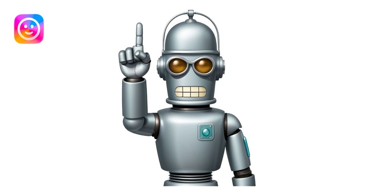 Bender from futurama middle finger up emoji | AI Emoji Generator