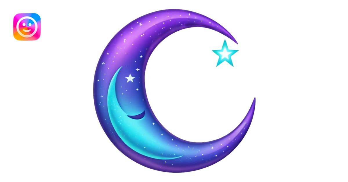 glitter purple and cian crescent moon emoji | AI Emoji Generator