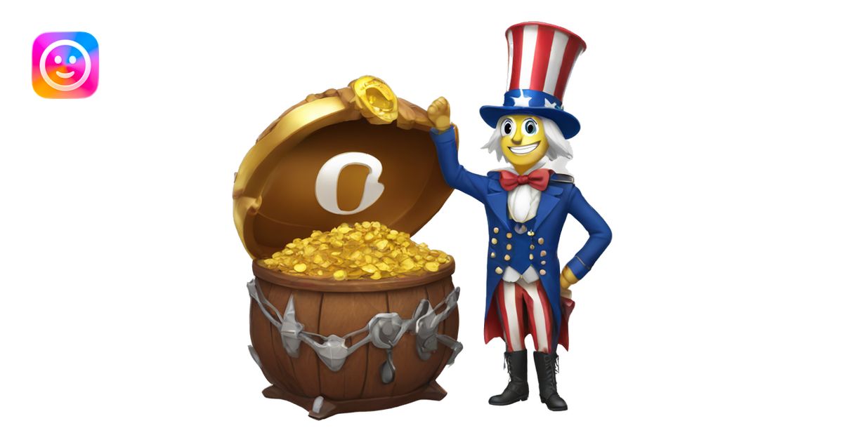 Uncle Sam and chestnut with treasures emoji | AI Emoji Generator