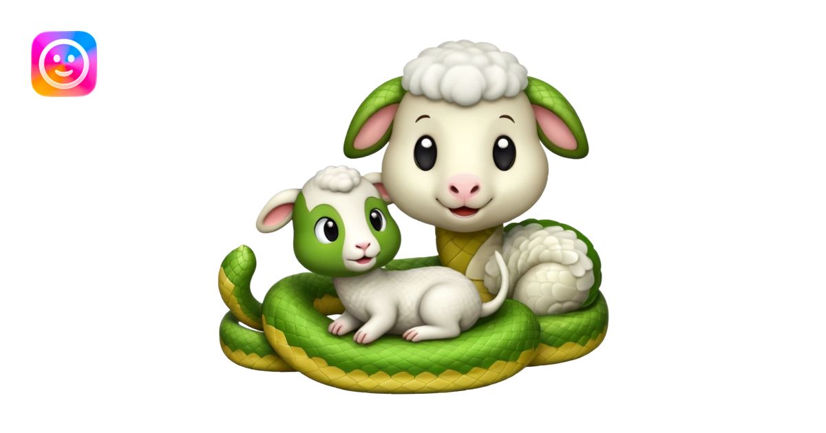 Cute snake singing to a little lamb emoji | AI Emoji Generator