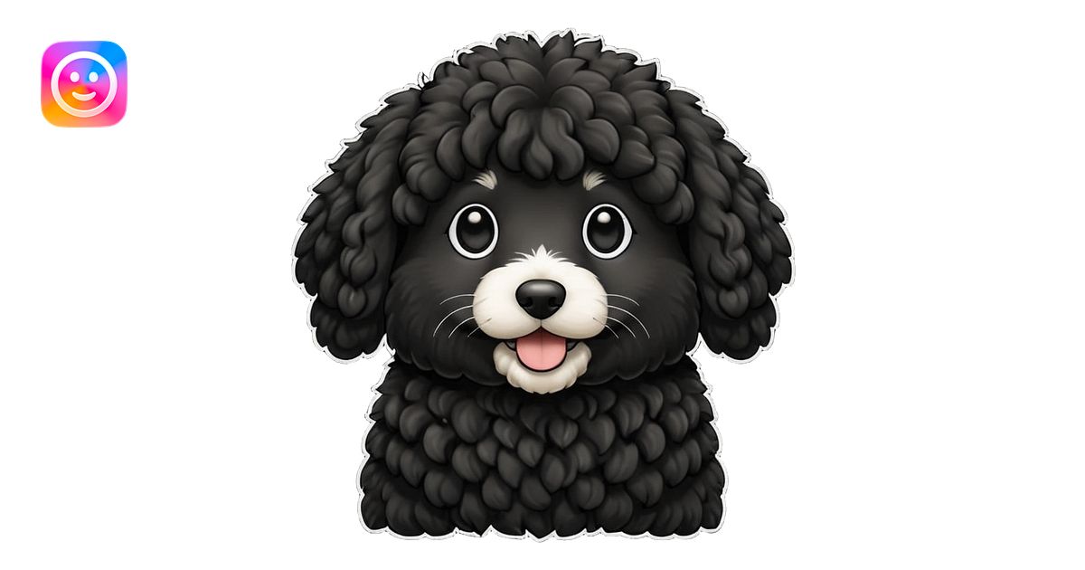 all black double doodle dog no background emoji | AI Emoji Generator