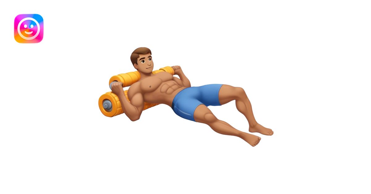 buff guy lying lats down on foam-roller emoji | AI Emoji Generator