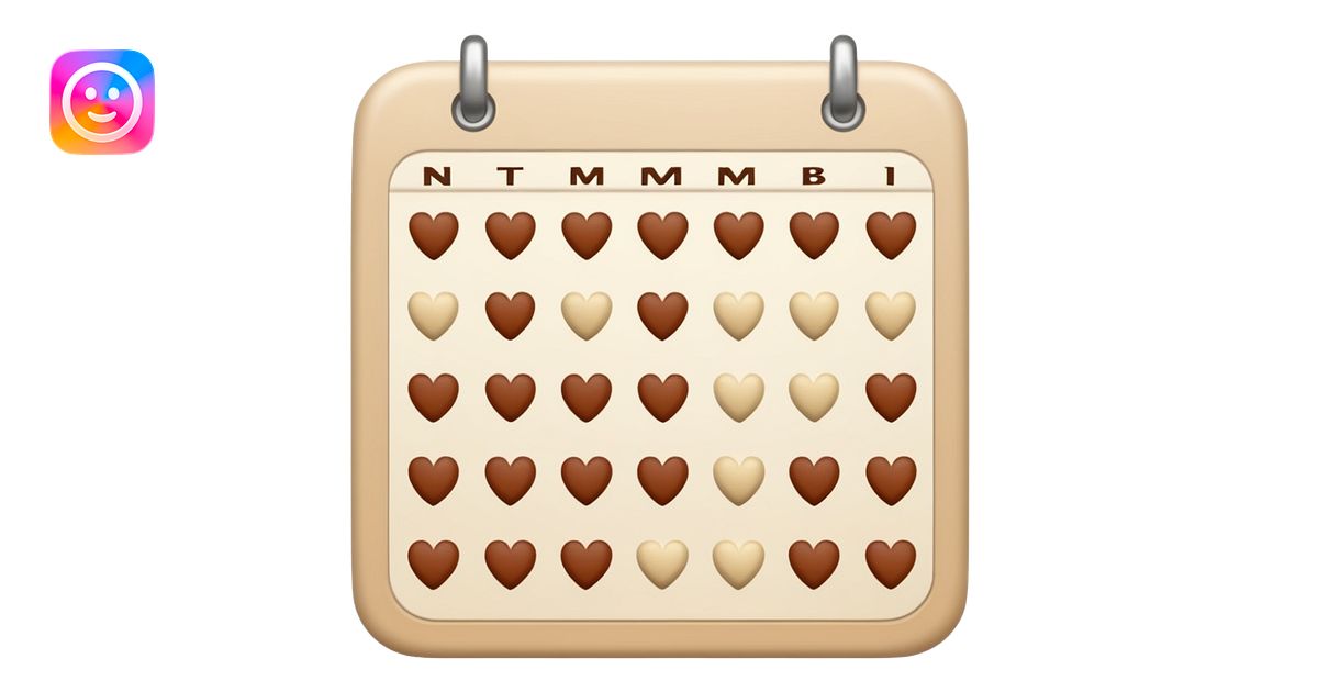 .make a November mini calendar with right brown hearts with cream ...