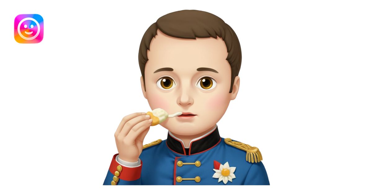 Napoleon Bonaparte ăn mochi emoji | AI Emoji Generator